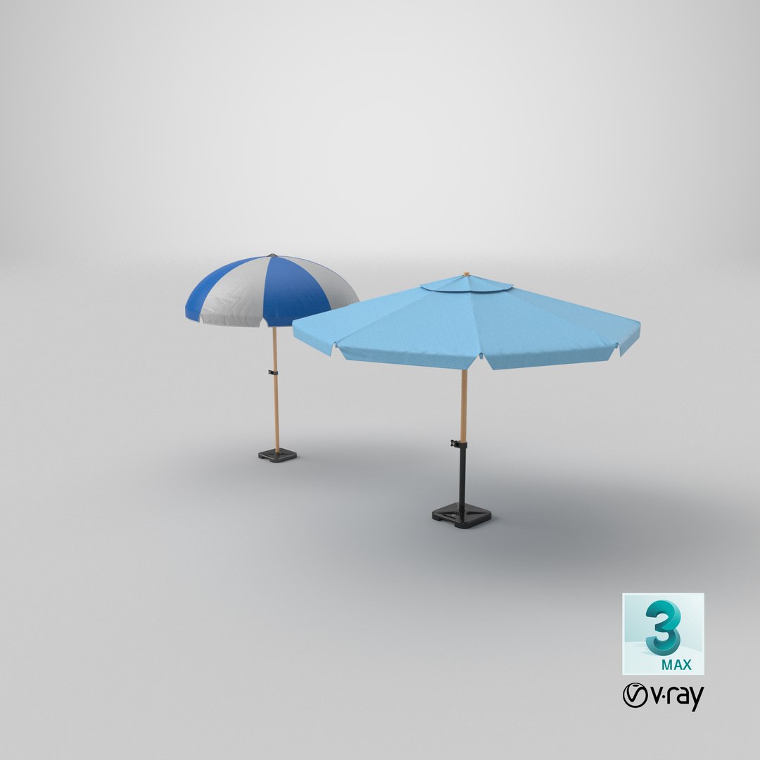 3D Two Detailed Patio Umbrellas Model - TurboSquid 2126721