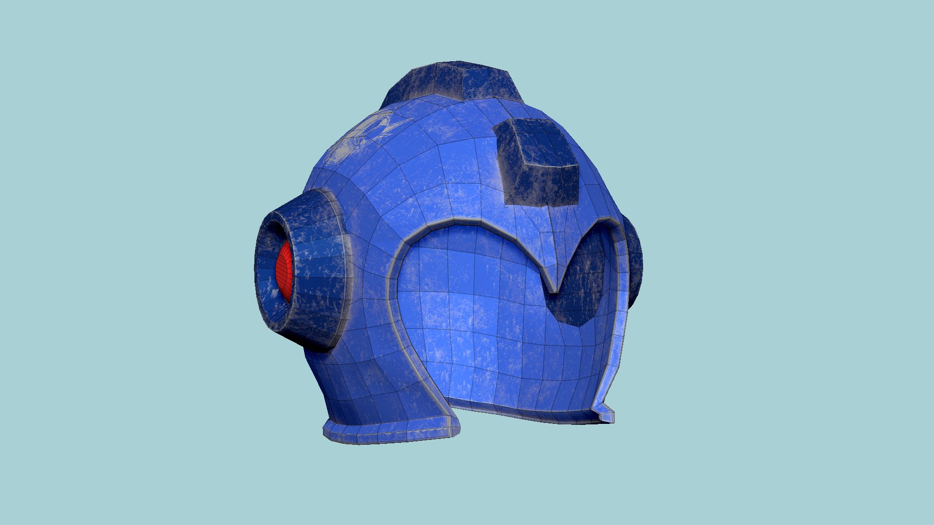 3D Megaman Helmet 03 Blue Stylized - Character Design Fashion ...