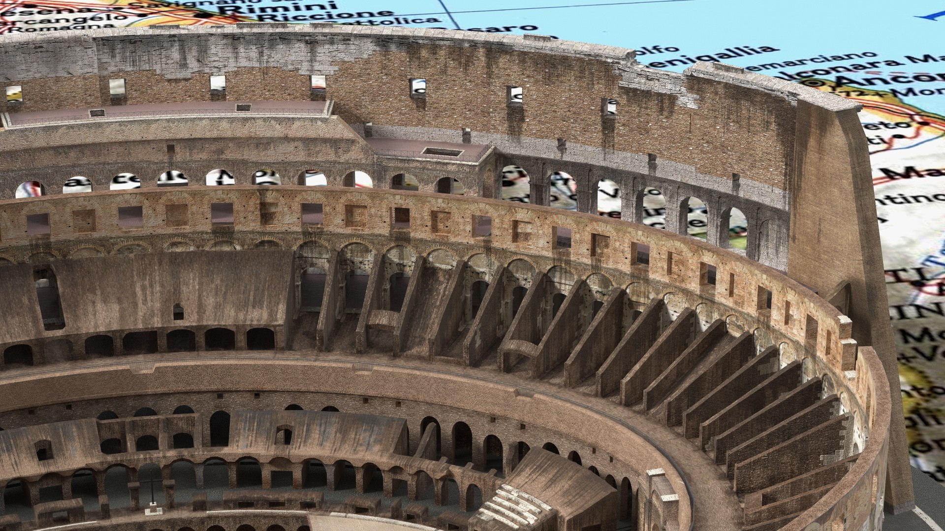 3D Colosseum on Italy Map model - TurboSquid 1884930