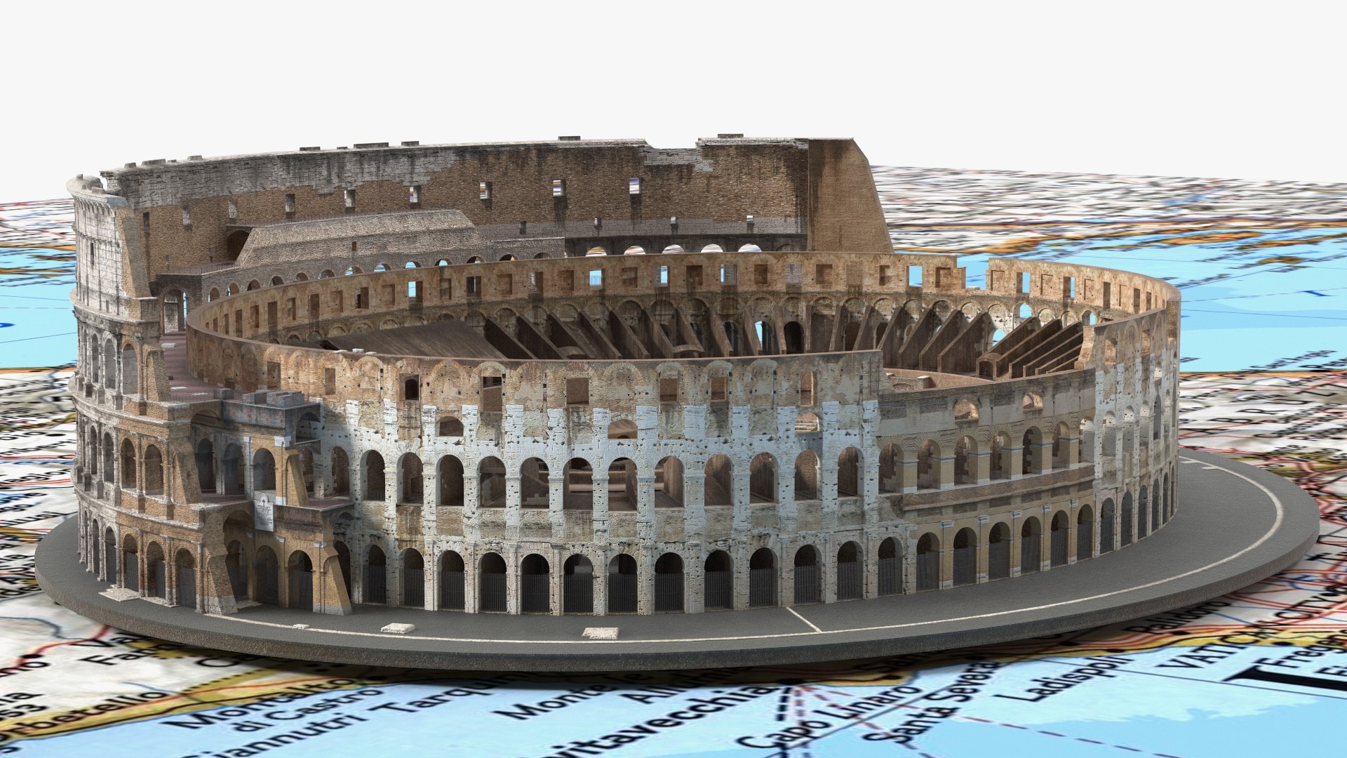 3D Colosseum on Italy Map model - TurboSquid 1884930