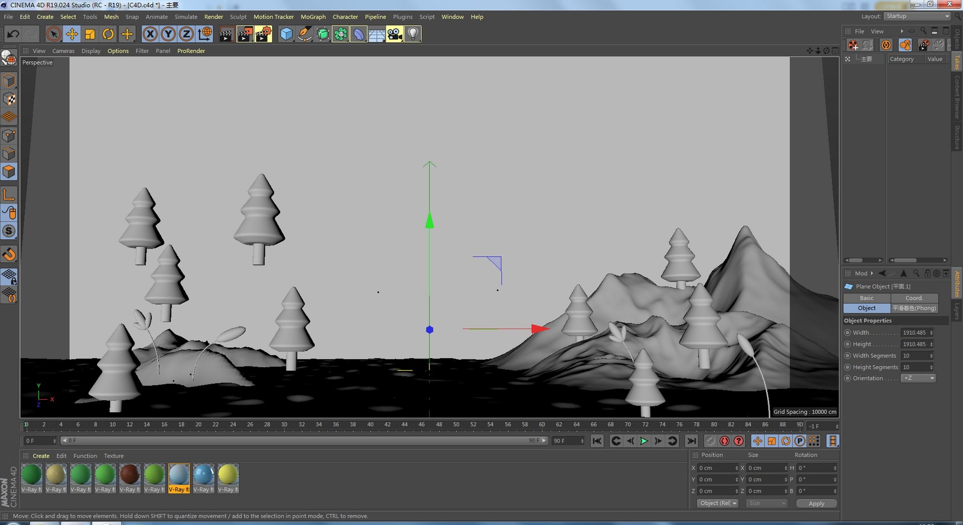3D Model C4D Green Plush Mountain And - TurboSquid 2102051