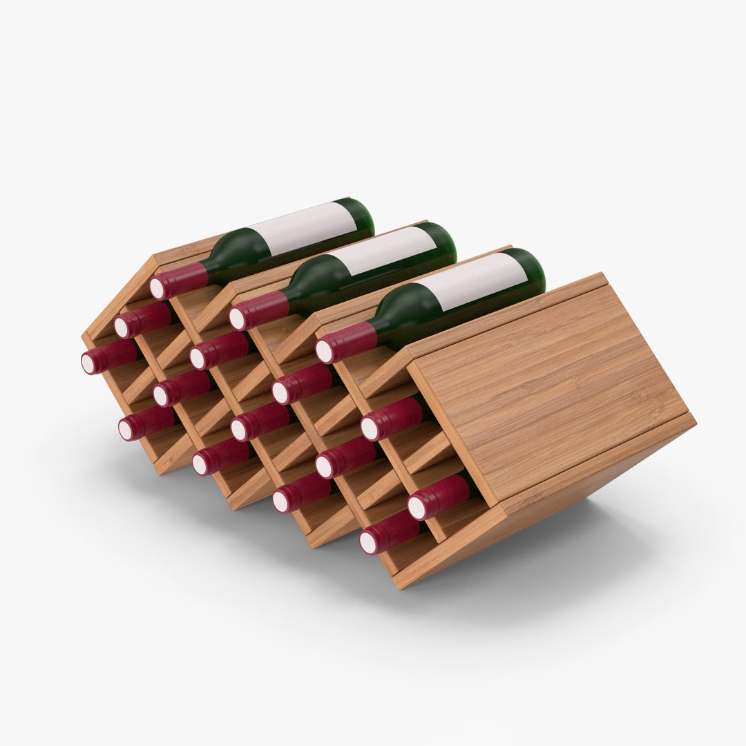 3D Wooden Wine Bottles Rack - TurboSquid 1861731