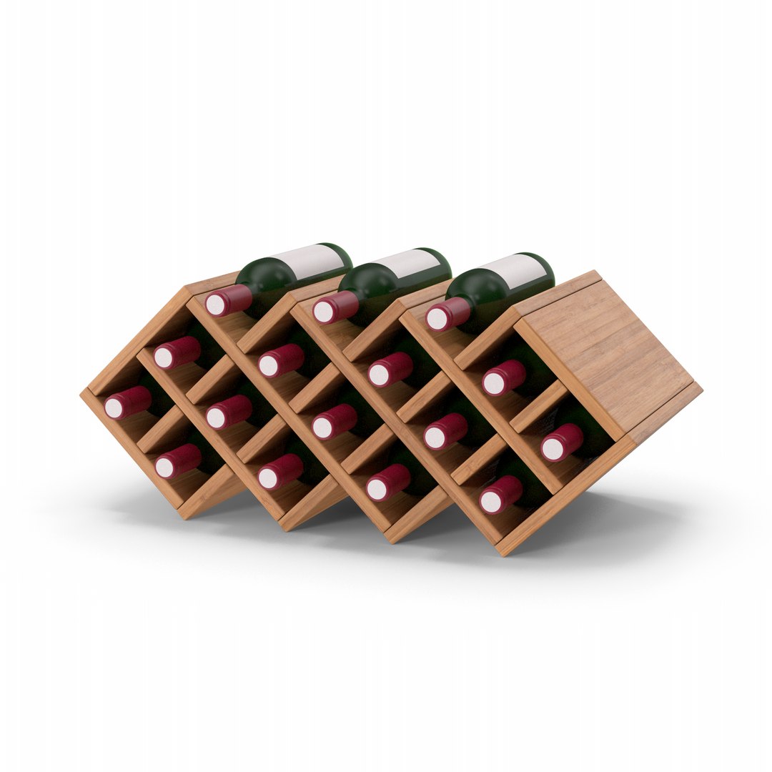 3D Wooden Wine Bottles Rack - TurboSquid 1861731