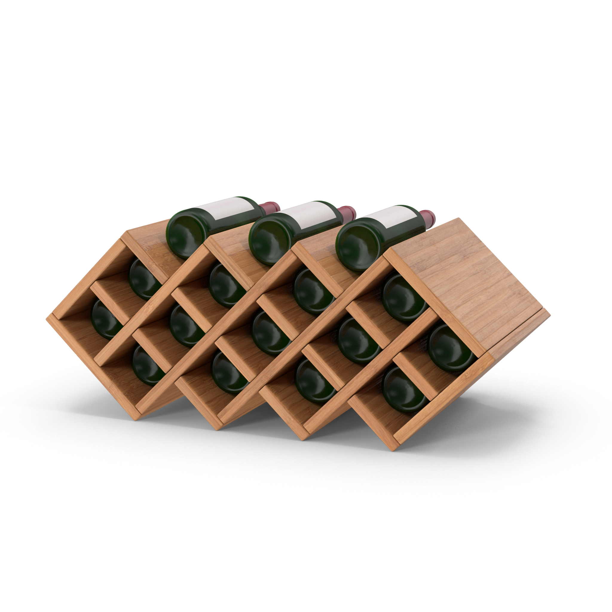3D Wooden Wine Bottles Rack - TurboSquid 1861731