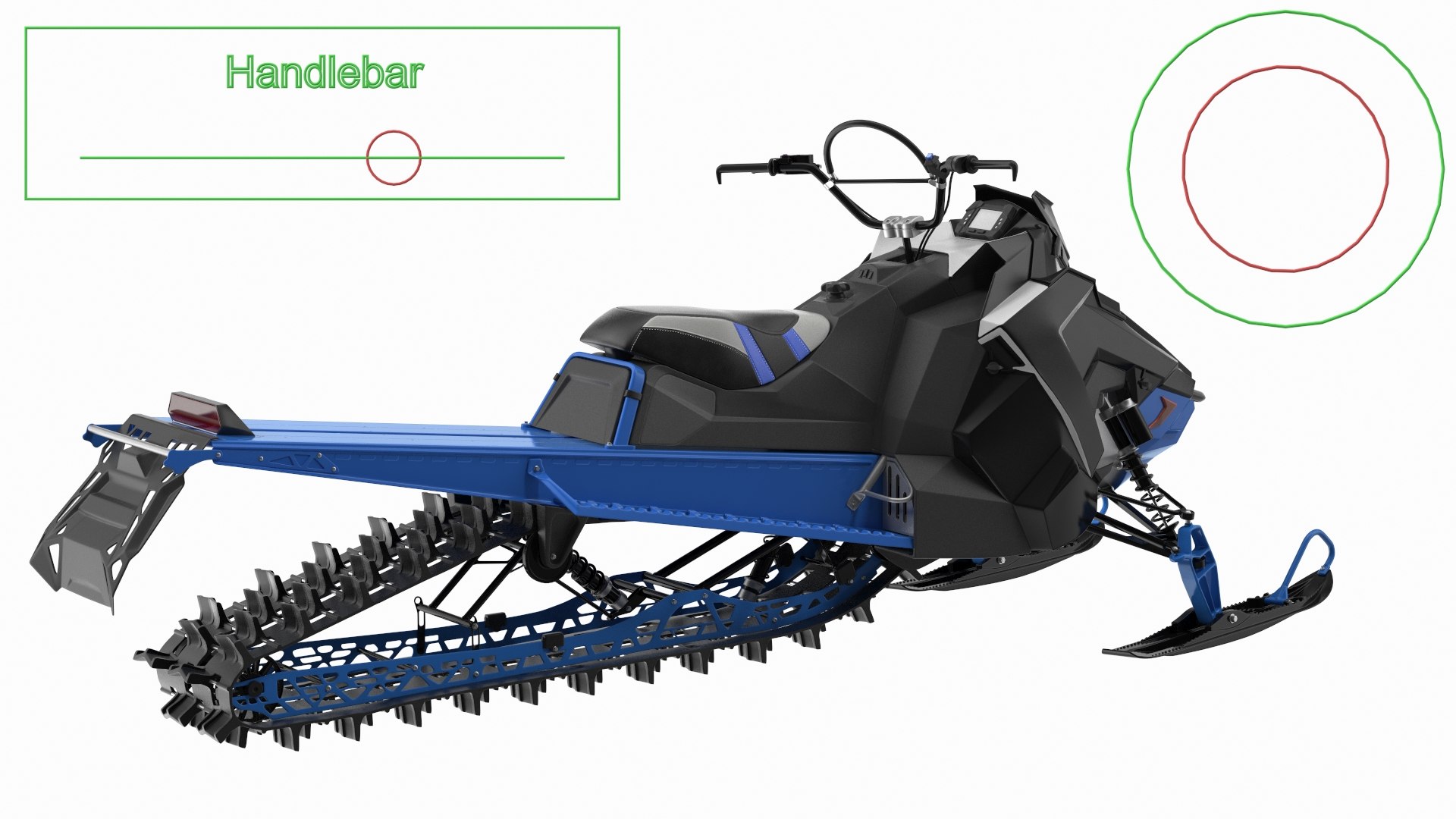 3D Electric Snowmobile Blue Rigged Model - TurboSquid 2054530