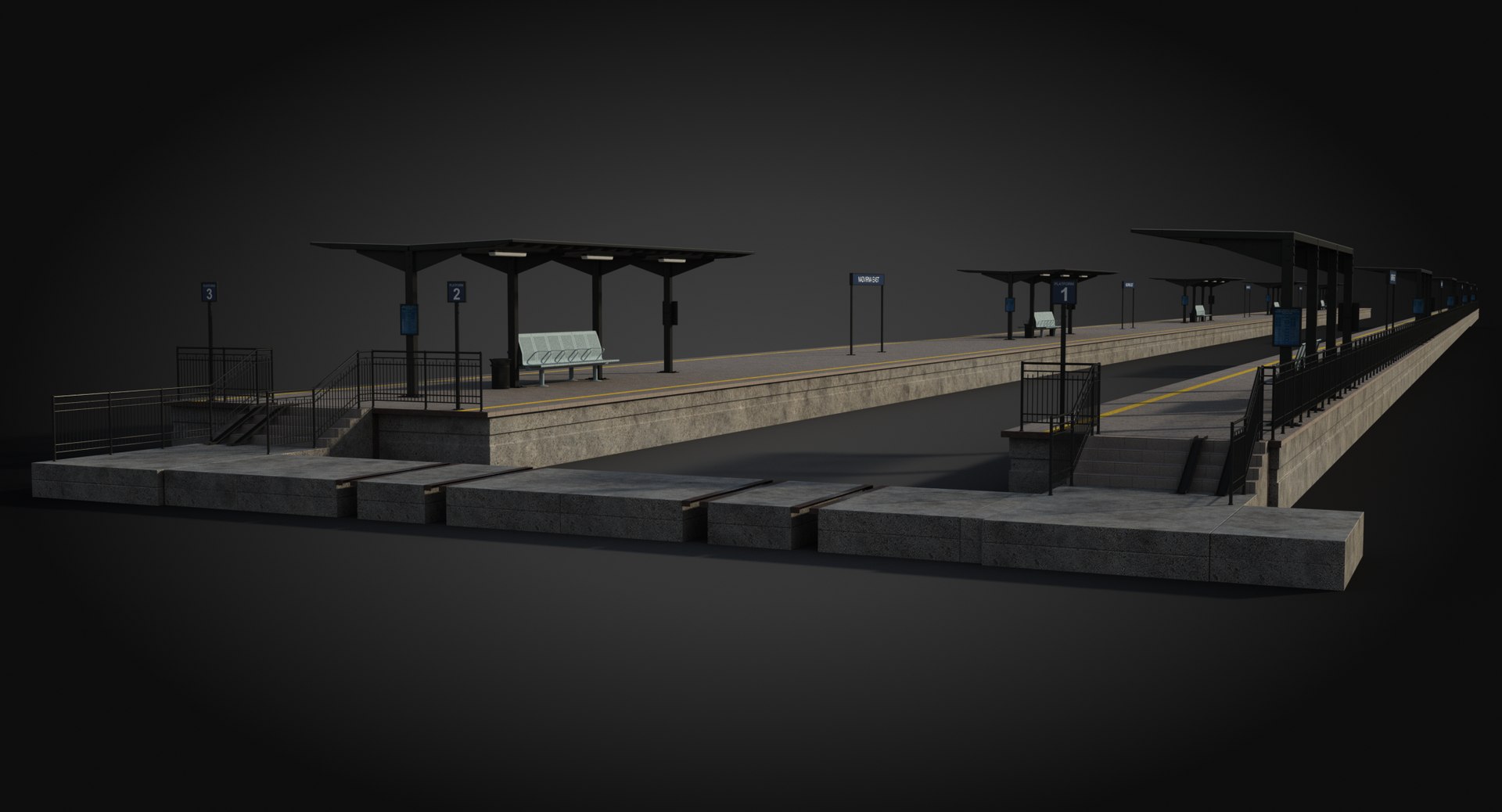 3D Railroad Platforms Rail - TurboSquid 1302844