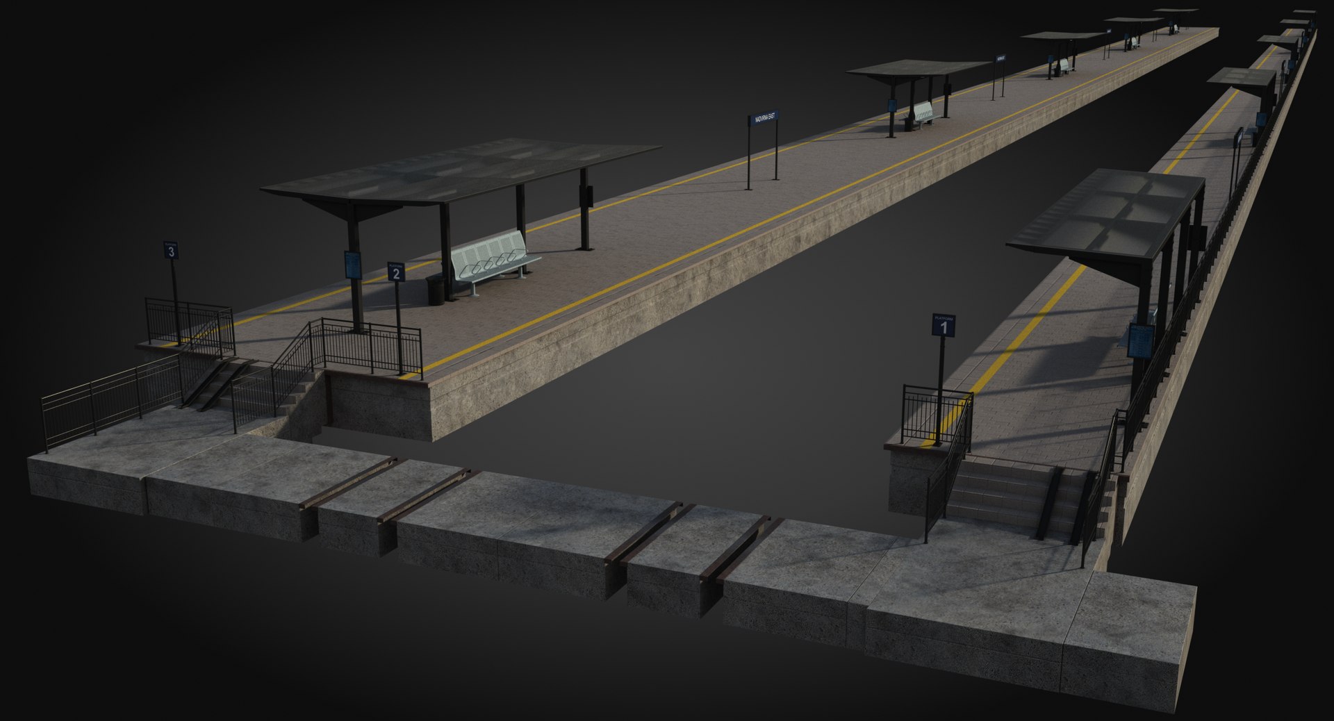 3D Railroad Platforms Rail - TurboSquid 1302844