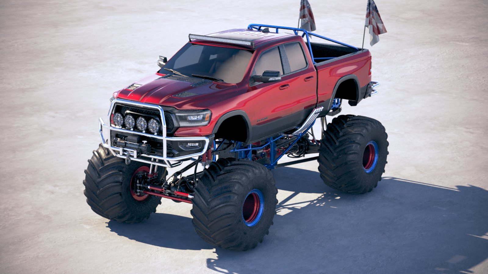 Dodge RAM 1500 Rebel 2019 Monstertruck Modelo 3D - TurboSquid 1359529