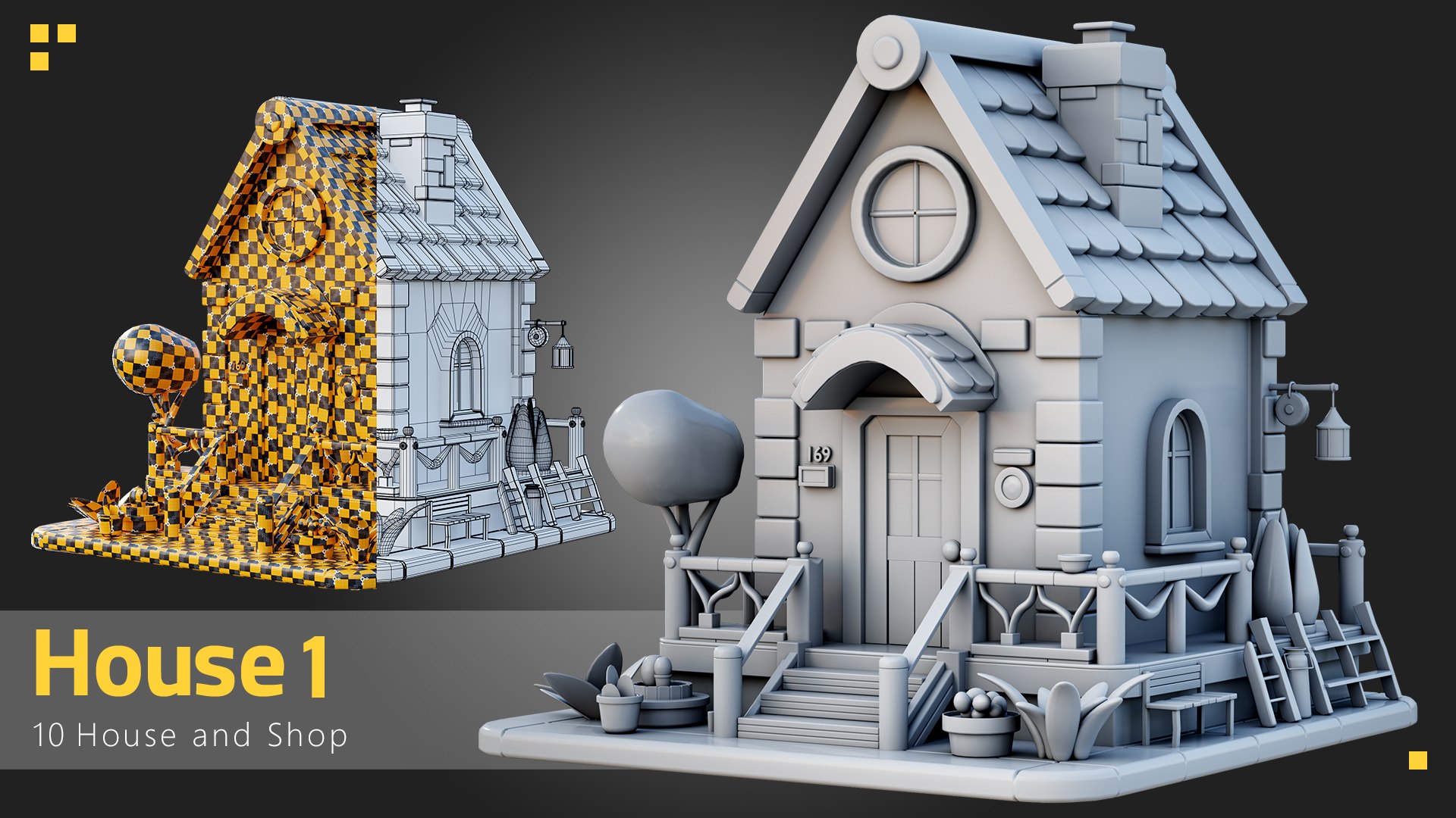 3D 10 Stylized Building - Kitbash - TurboSquid 2158633