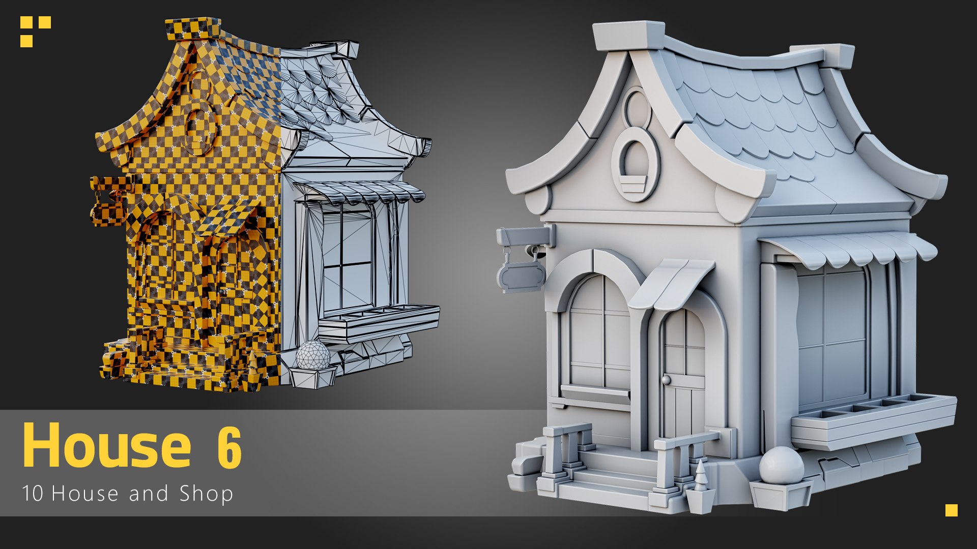 3D 10 Stylized Building - Kitbash - TurboSquid 2158633