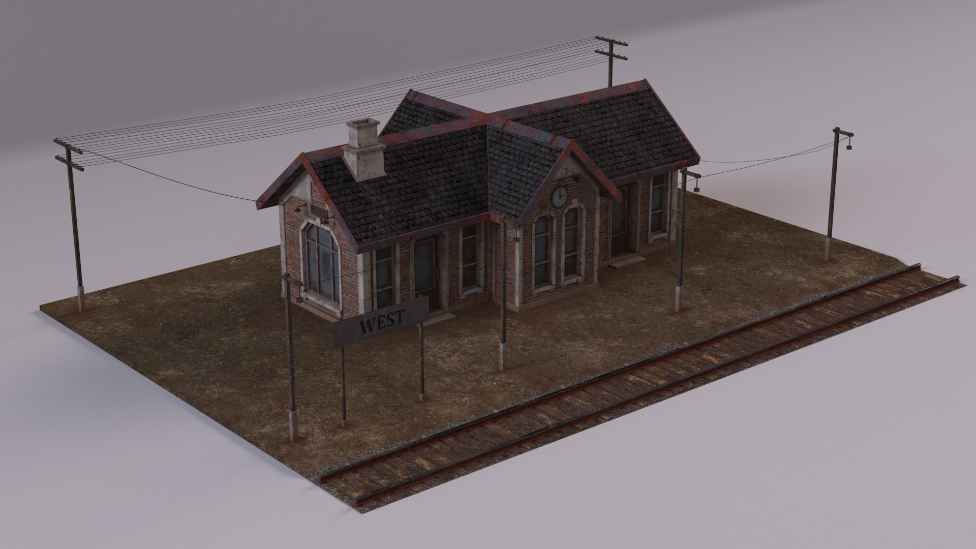 Old Railroad Station 3D Model - TurboSquid 1825057