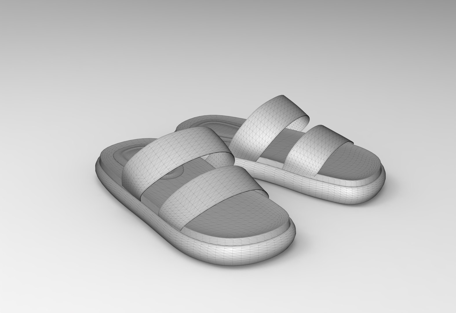 Wide Strap Slide Sandals 3D model - TurboSquid 1965076