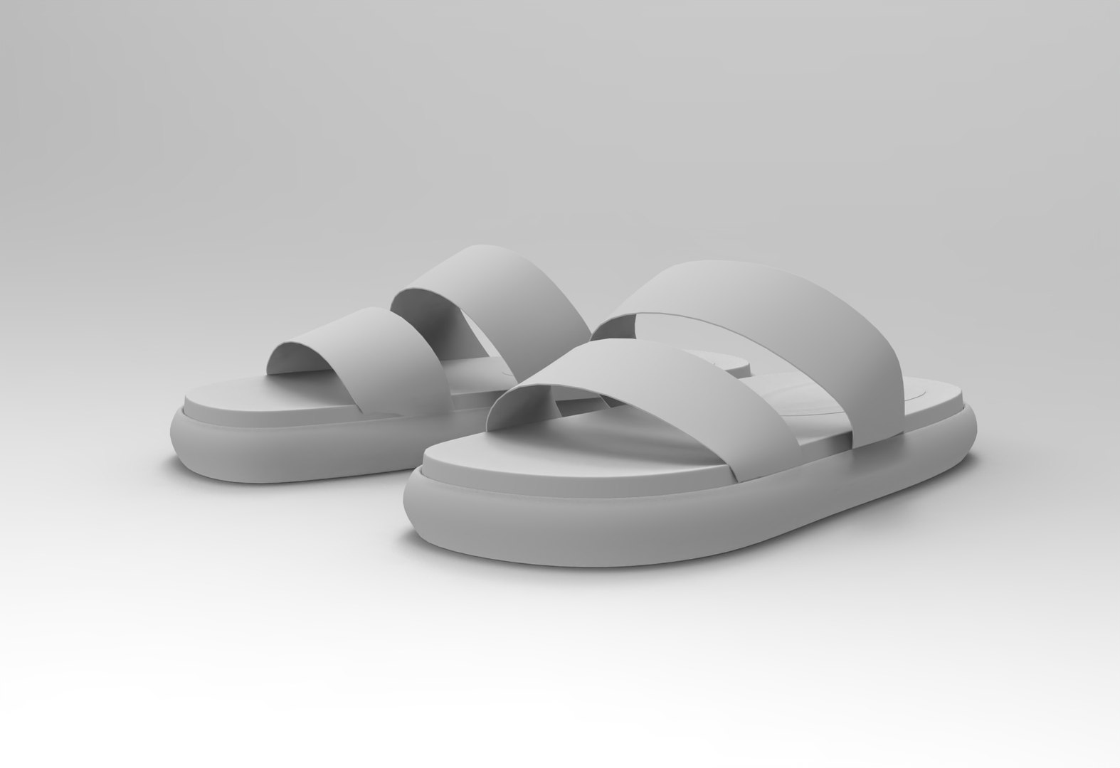 Wide Strap Slide Sandals 3D model - TurboSquid 1965076