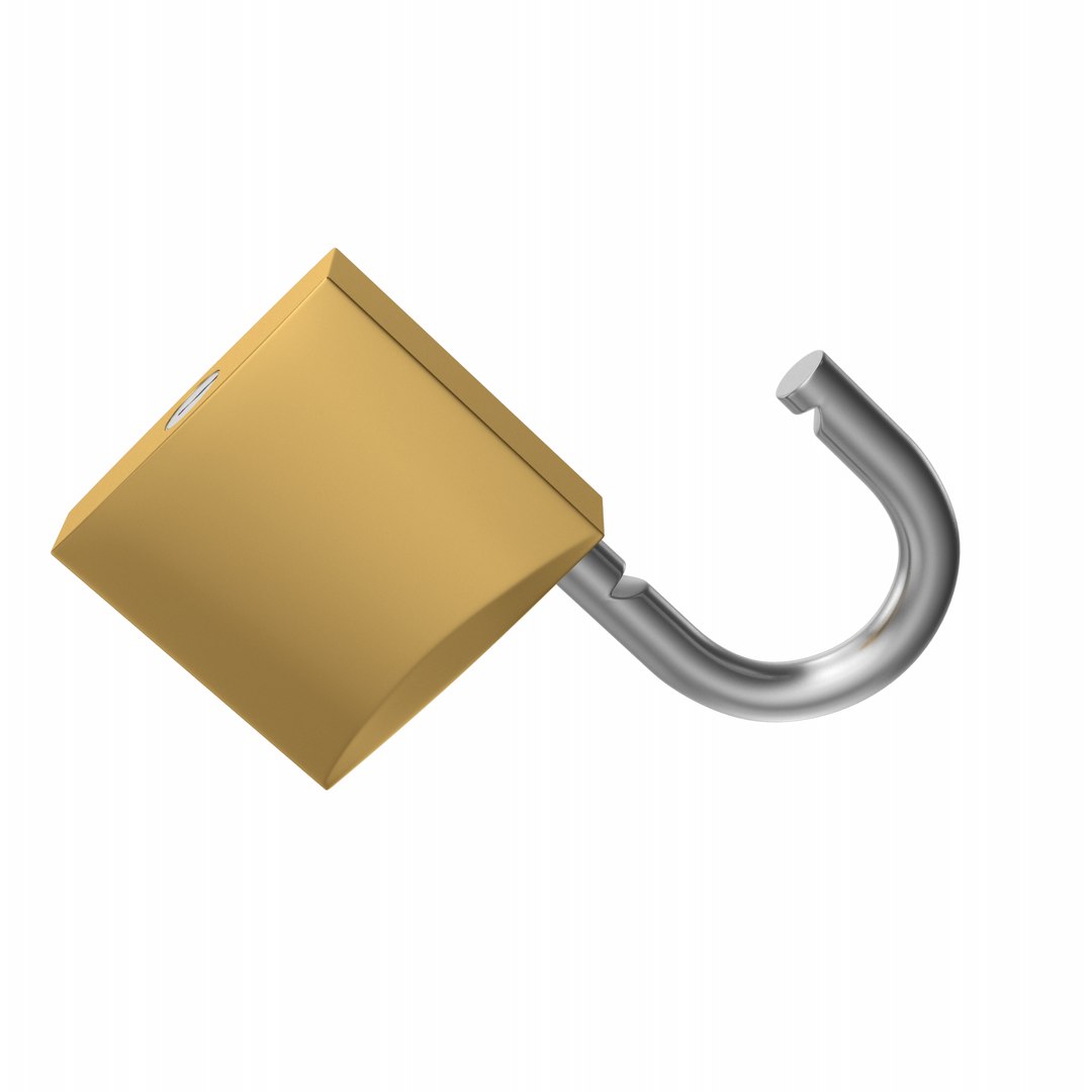 3D Unlocked Gold Padlock - TurboSquid 1870907