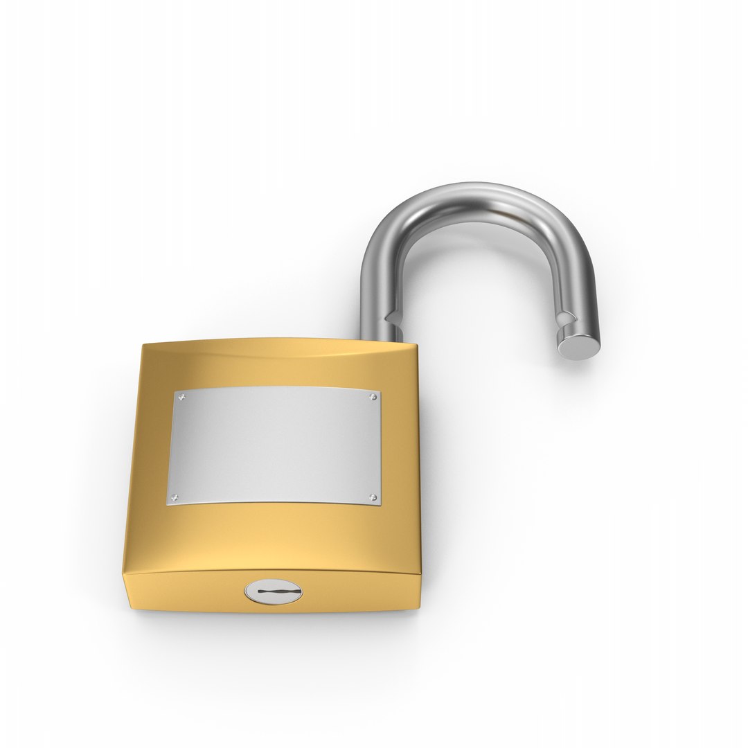 3D Unlocked Gold Padlock - TurboSquid 1870907