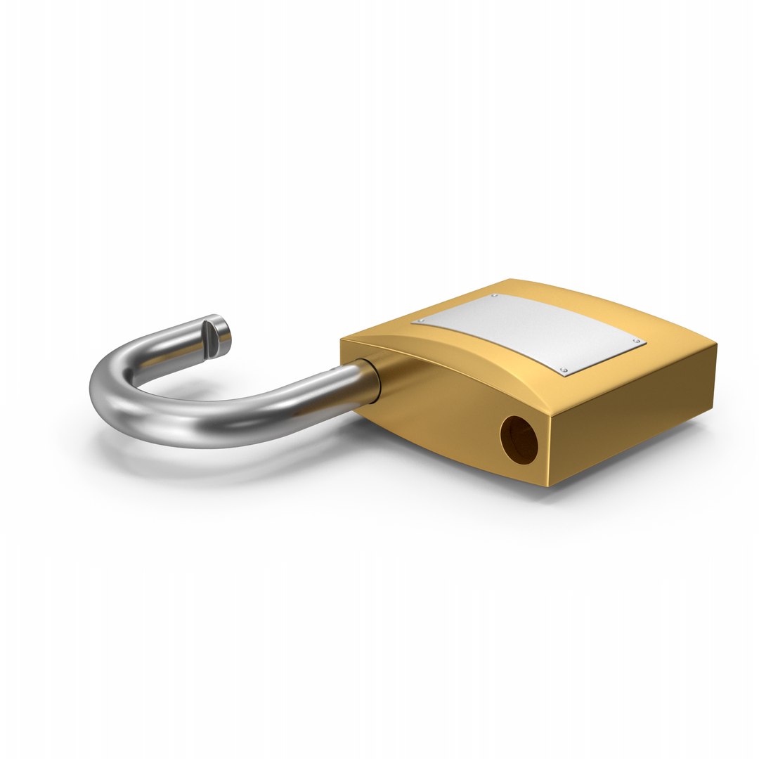 3D Unlocked Gold Padlock - TurboSquid 1870907