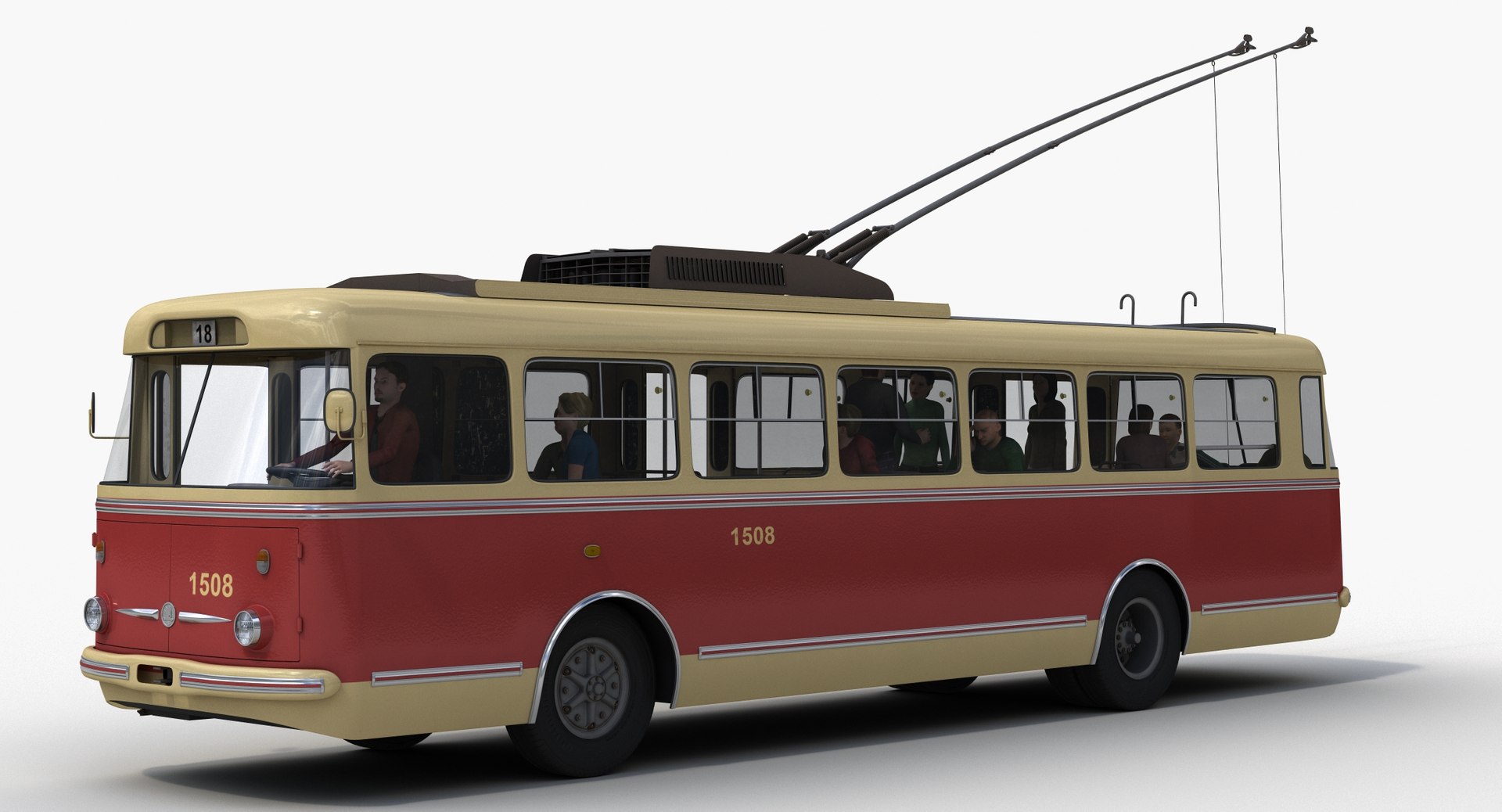 3d Skoda 9tr Trolleybus Passengers