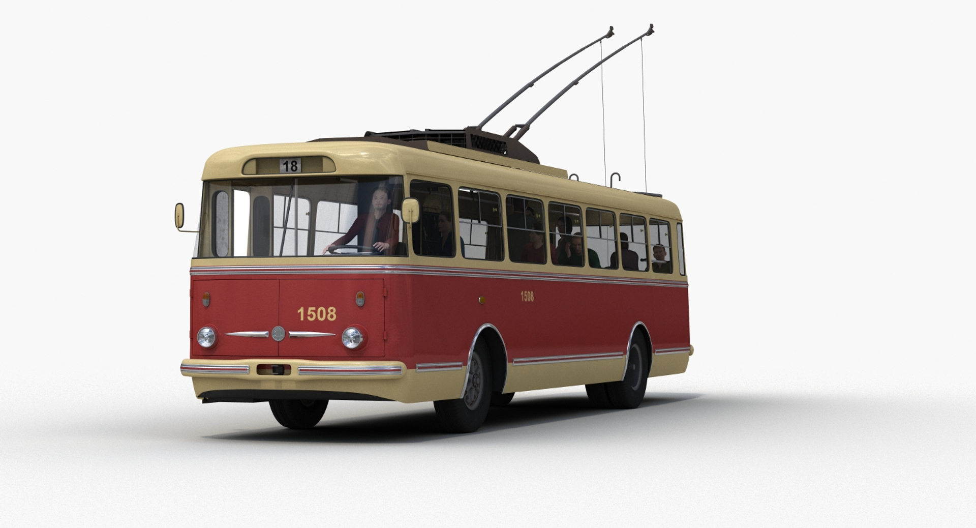 3d Skoda 9tr Trolleybus Passengers