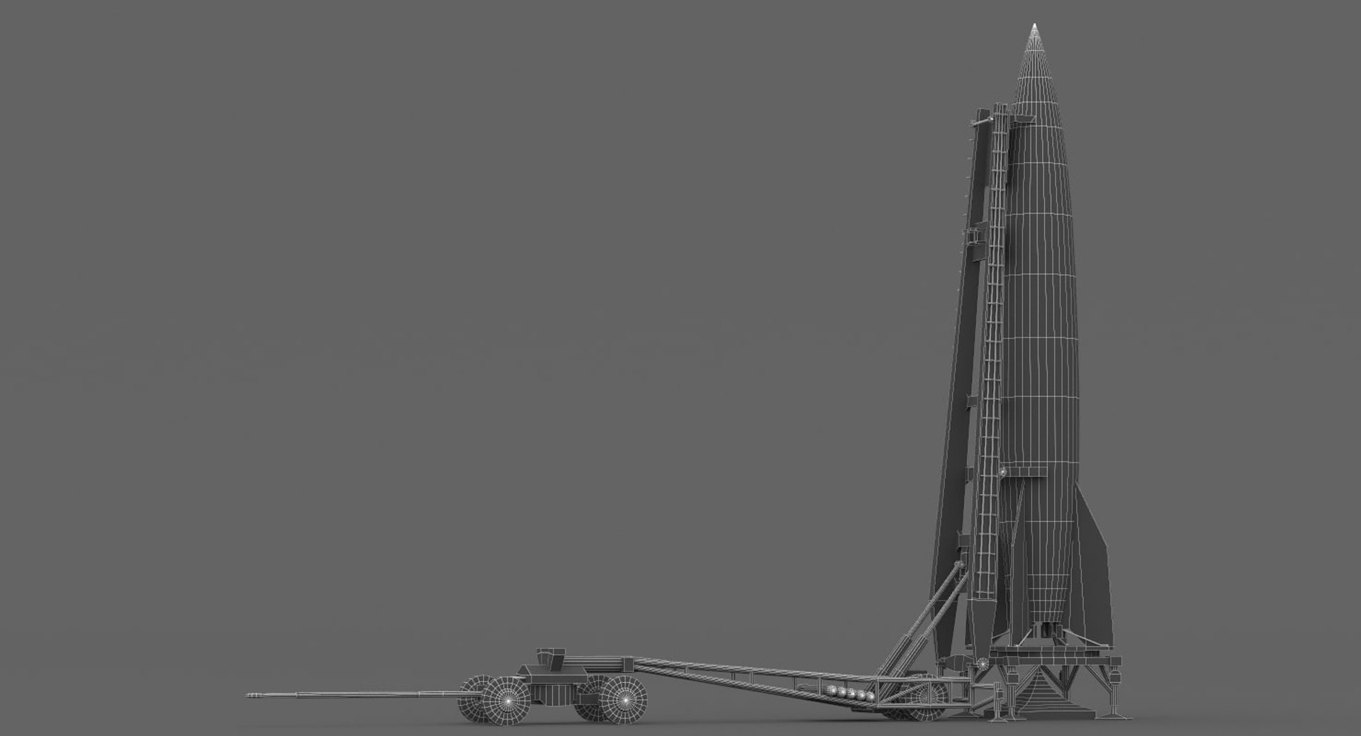V-2 Ballistic Missile Launcher 3d Model