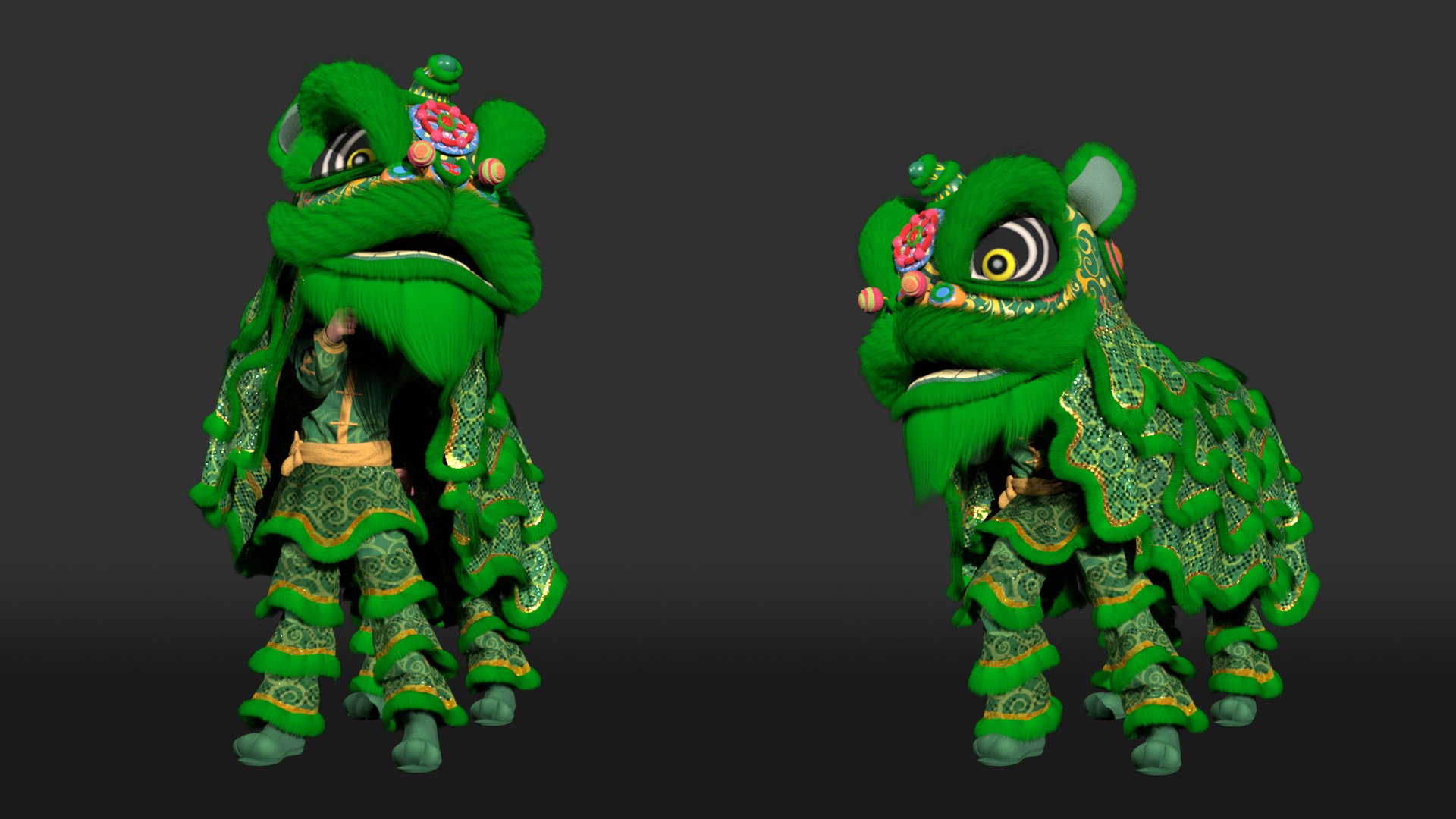 3D Model Lion Dance Lunar New Year - TurboSquid 2325238
