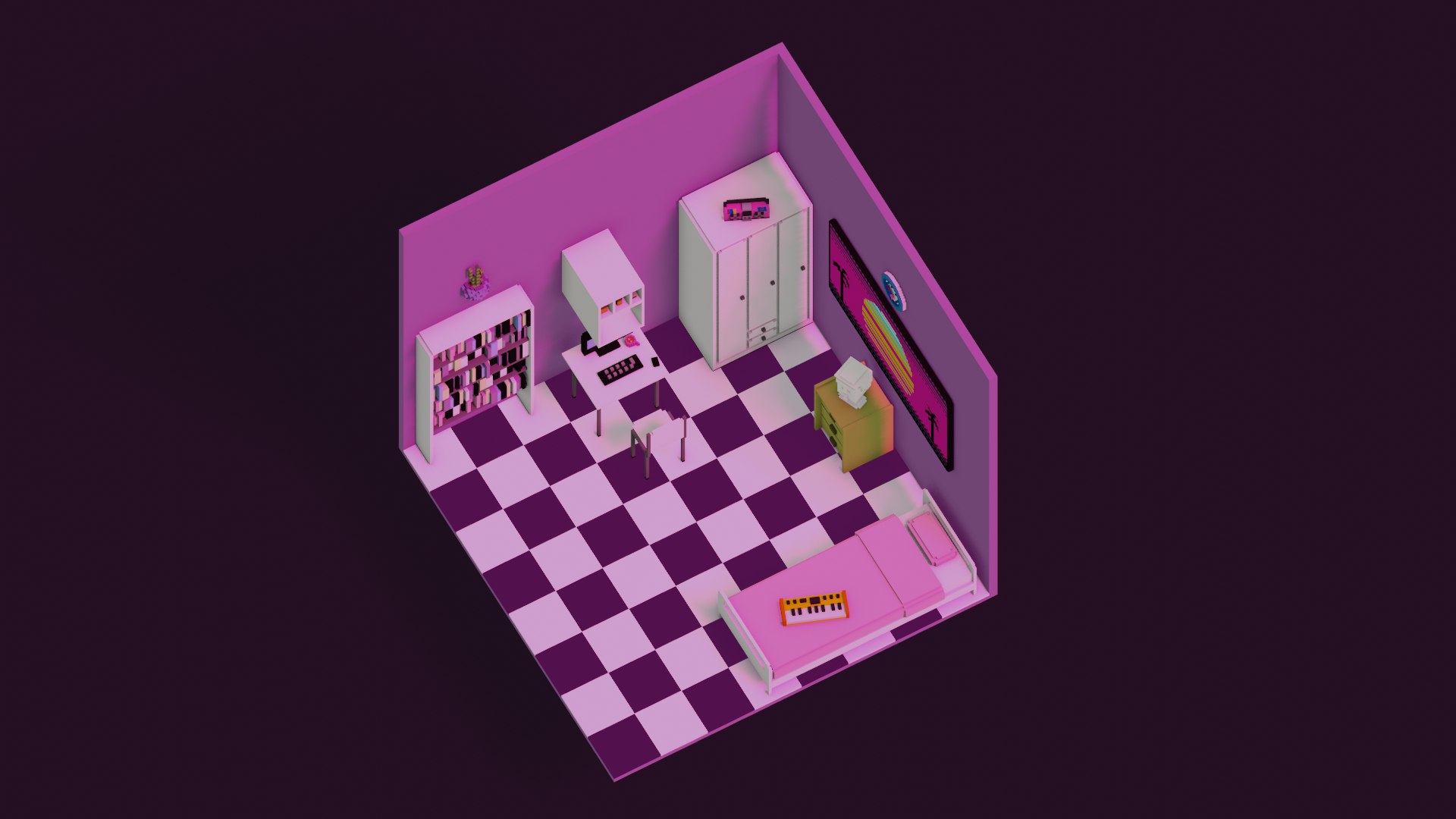 Vaporwave Room Retro 90s Style 3D - TurboSquid 1882845