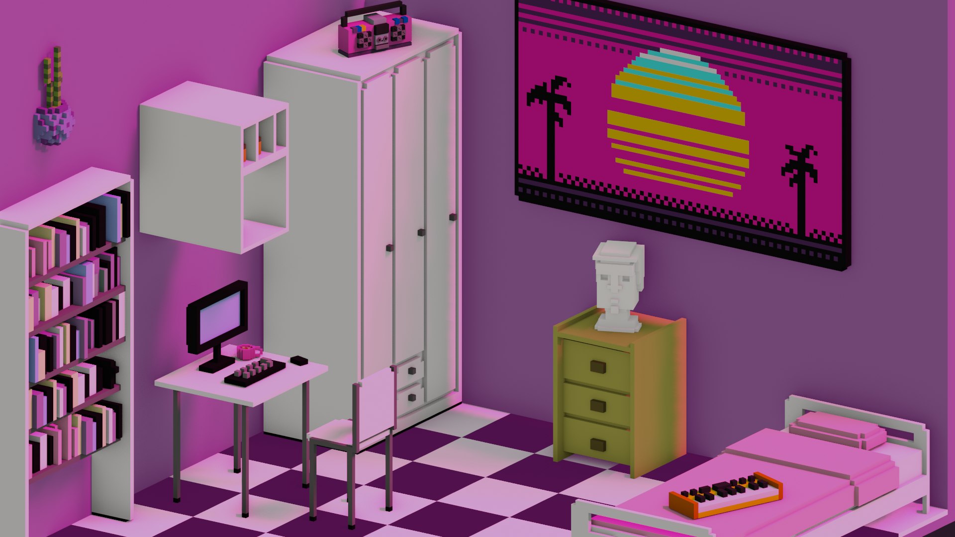 Vaporwave Room Retro 90s Style 3D - TurboSquid 1882845
