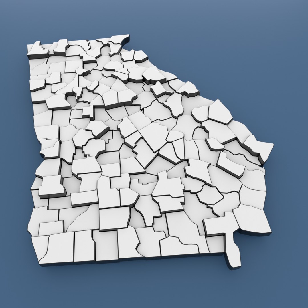 3D Georgia Counties - Map of United States of America USA - TurboSquid ...
