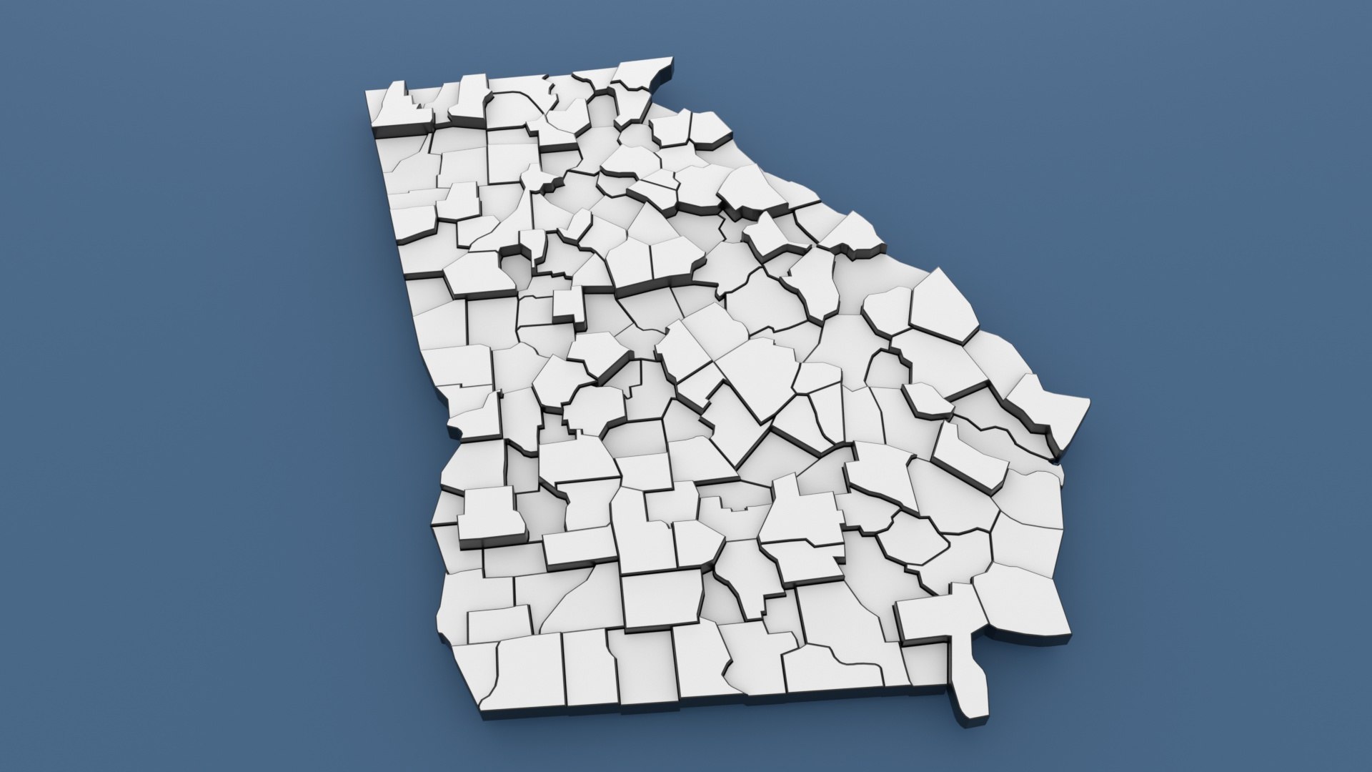 3D Georgia Counties - Map of United States of America USA - TurboSquid ...