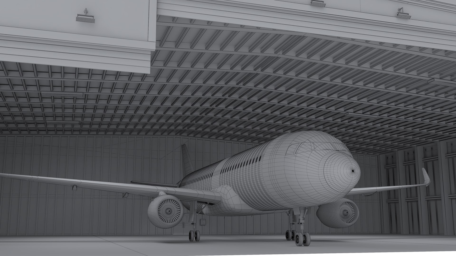 Detailed Hangar With Aircraft 3D Model - TurboSquid 2488676
