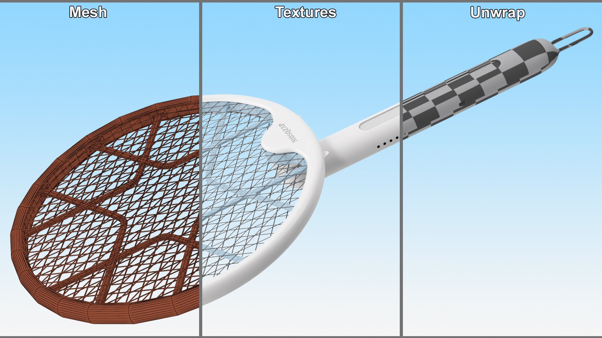 Mosqzap Foldable Bug Zapper Racket 3D - TurboSquid 2167692