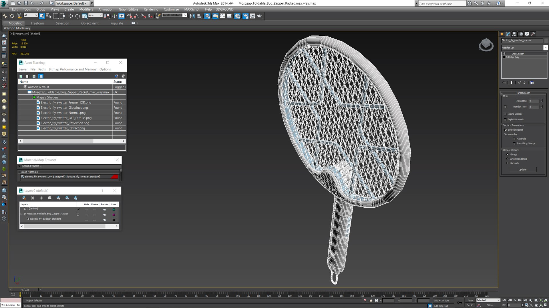 Mosqzap Foldable Bug Zapper Racket 3D - TurboSquid 2167692
