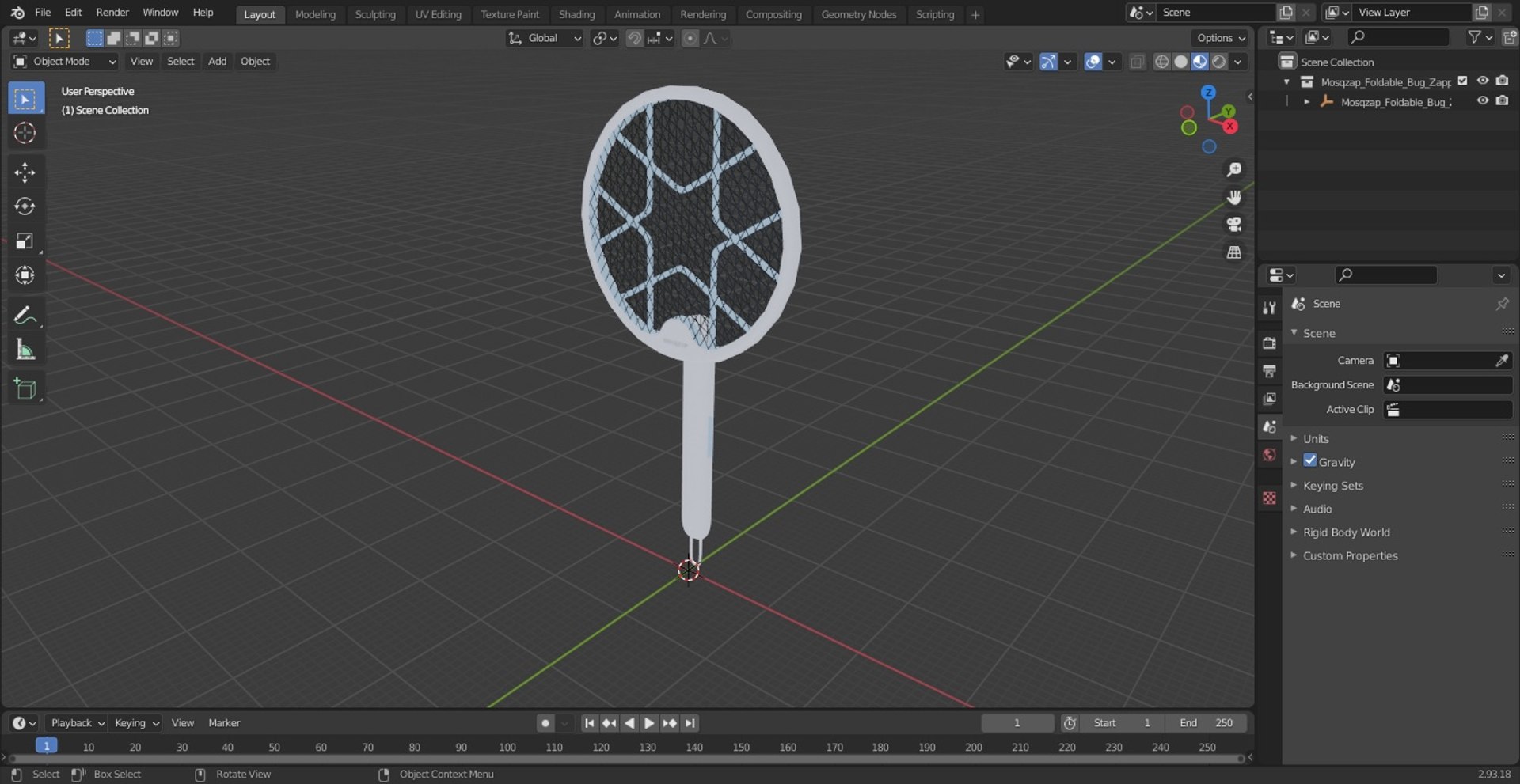 Mosqzap Foldable Bug Zapper Racket 3D - TurboSquid 2167692