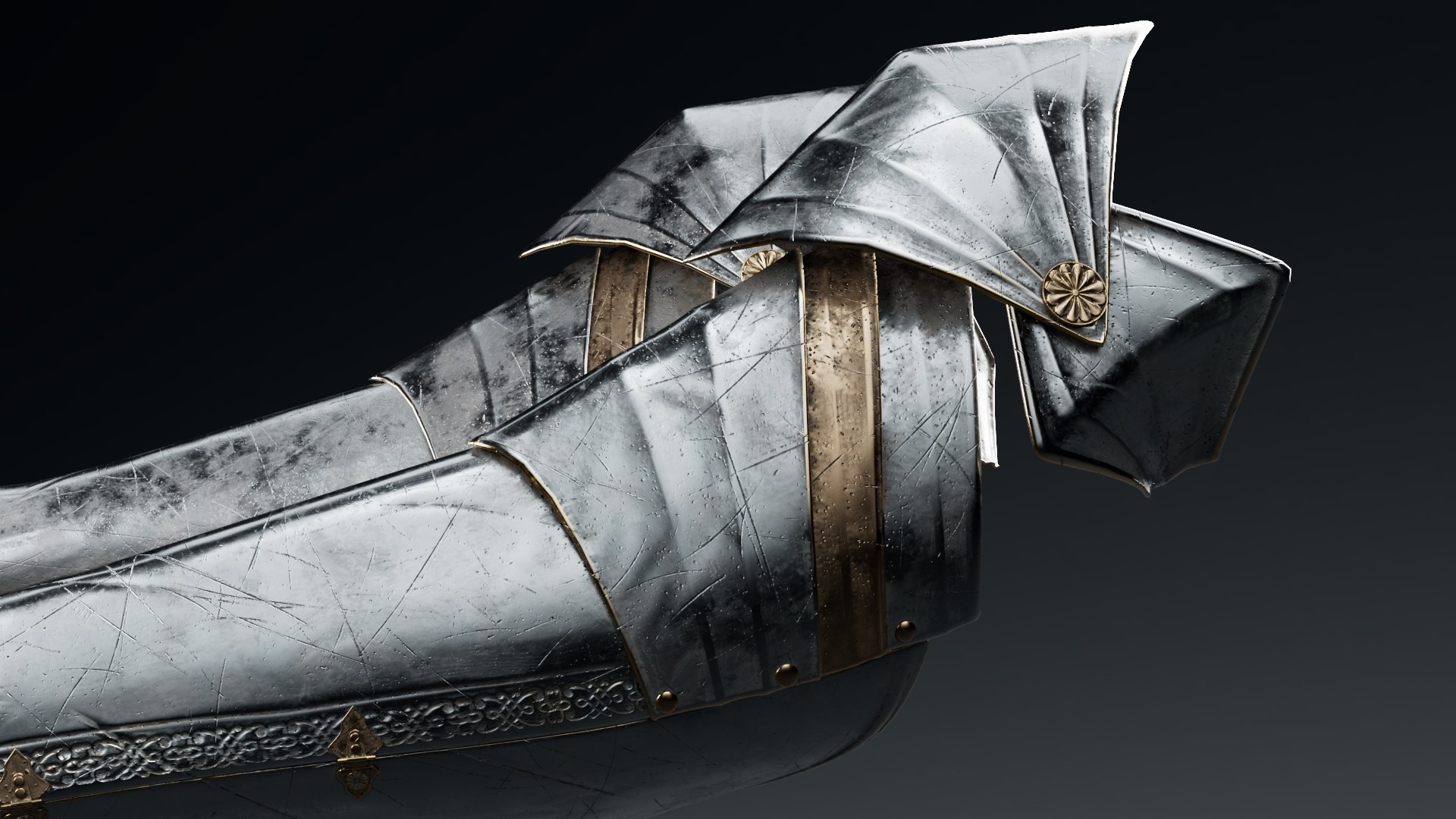 3D Female Knigt Knee Ankle Armor MidPoly - TurboSquid 2034170