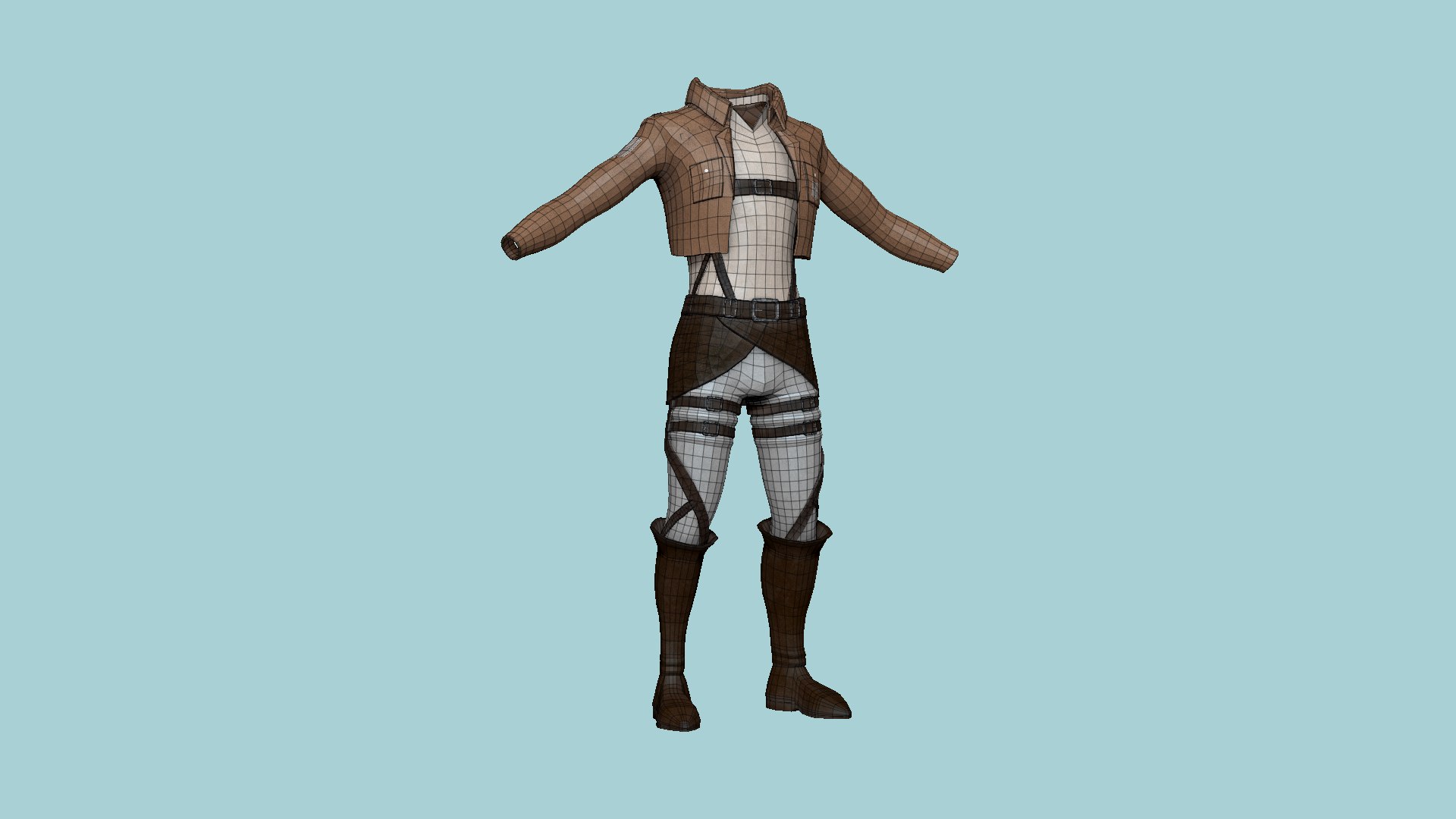 3D Model Attack On Titan Outfit 02 Trainee - Character Design Anime ...