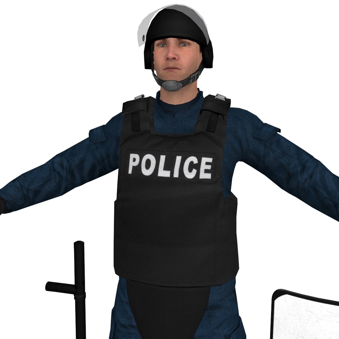 Rigged Riot Police Officer 3d Model