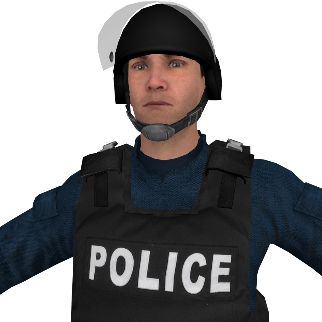 Rigged Riot Police Officer 3d Model