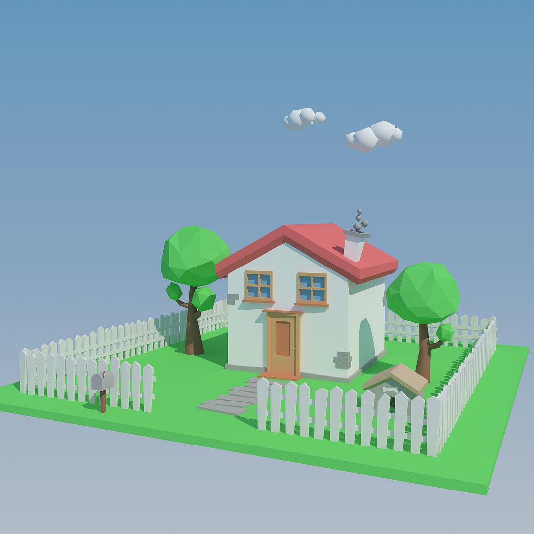 3d Cartoon House Polys Model