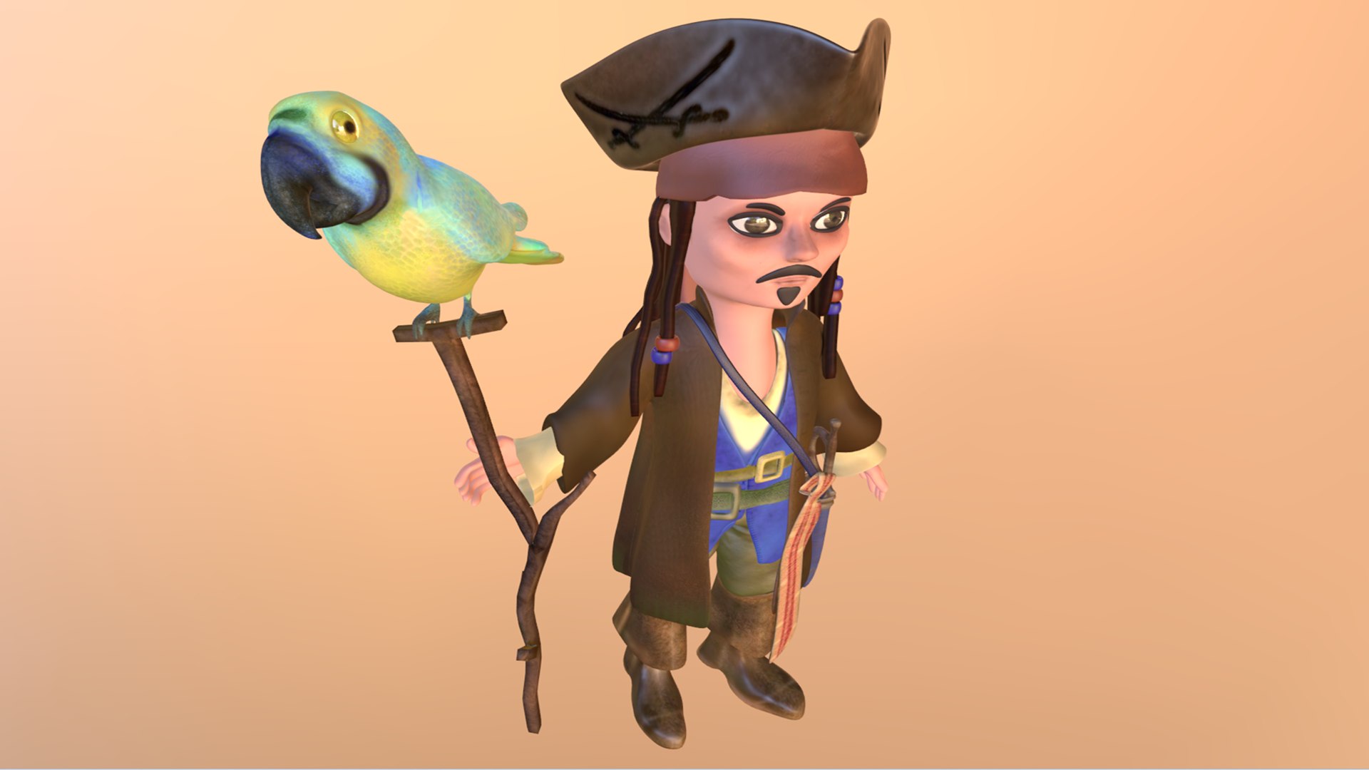 3D Captain Jack Sparrow - TurboSquid 2173457