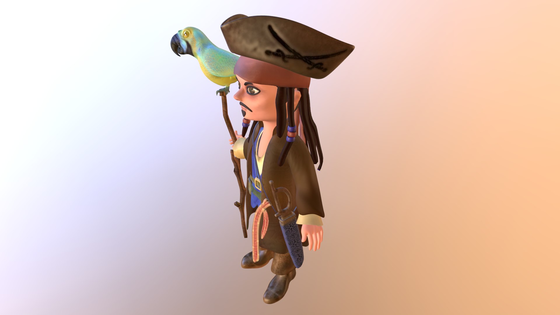 3D Captain Jack Sparrow - TurboSquid 2173457