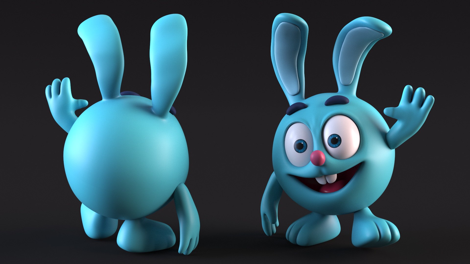 3D GoGoRiki Rabbit Character Happy Pose - TurboSquid 2121882