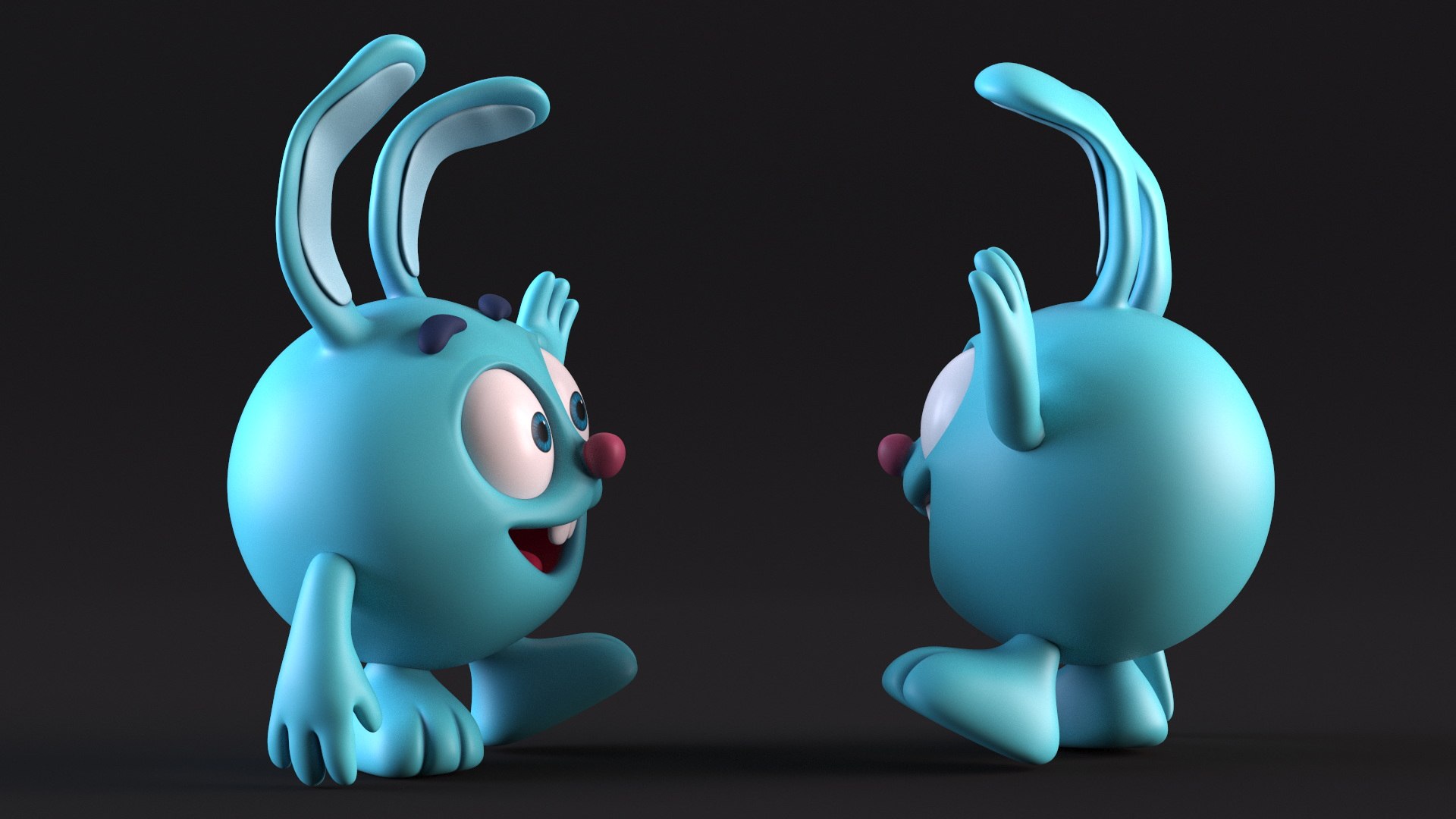 3D GoGoRiki Rabbit Character Happy Pose - TurboSquid 2121882