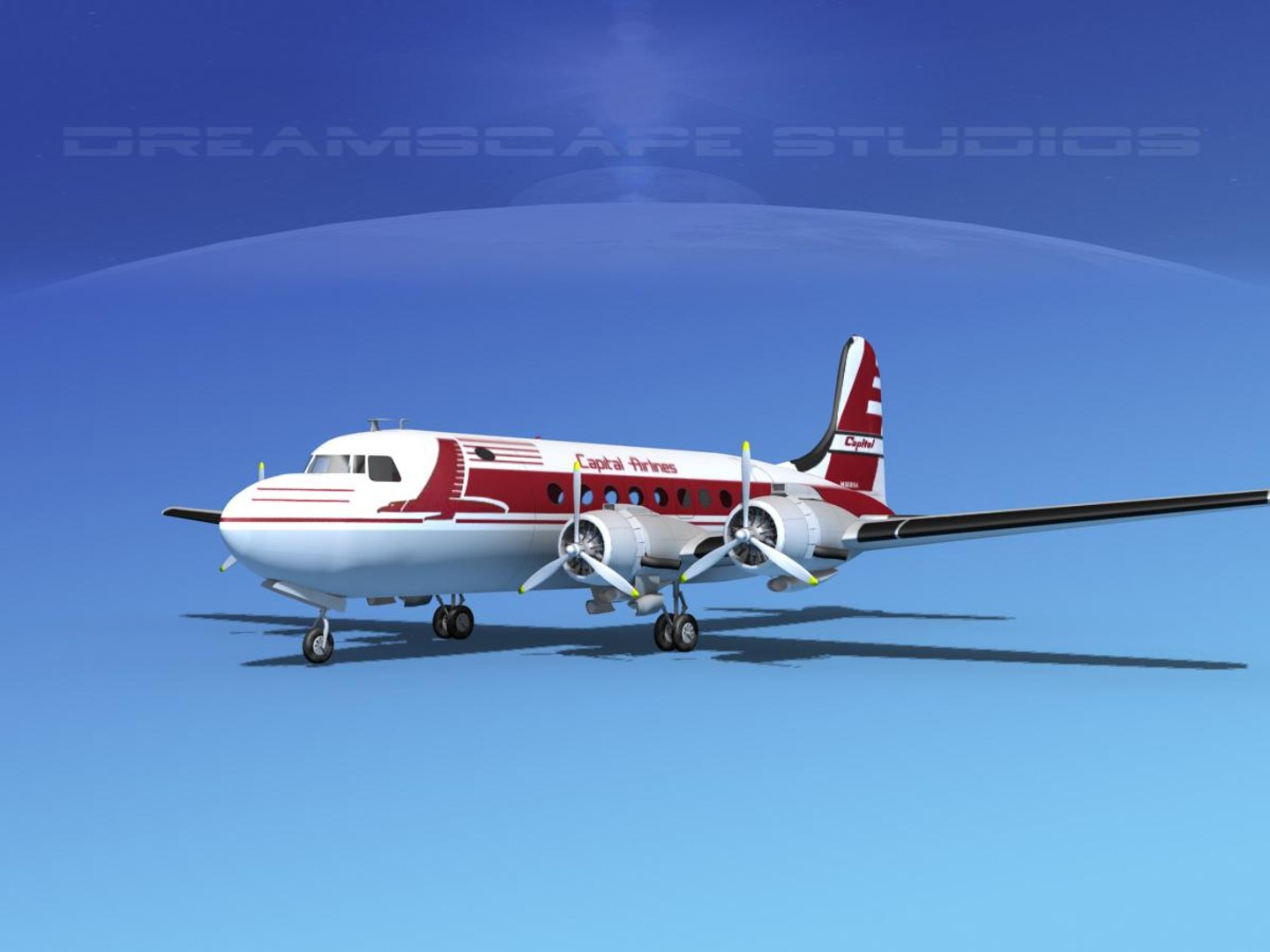 dc-4 airlines 3d model