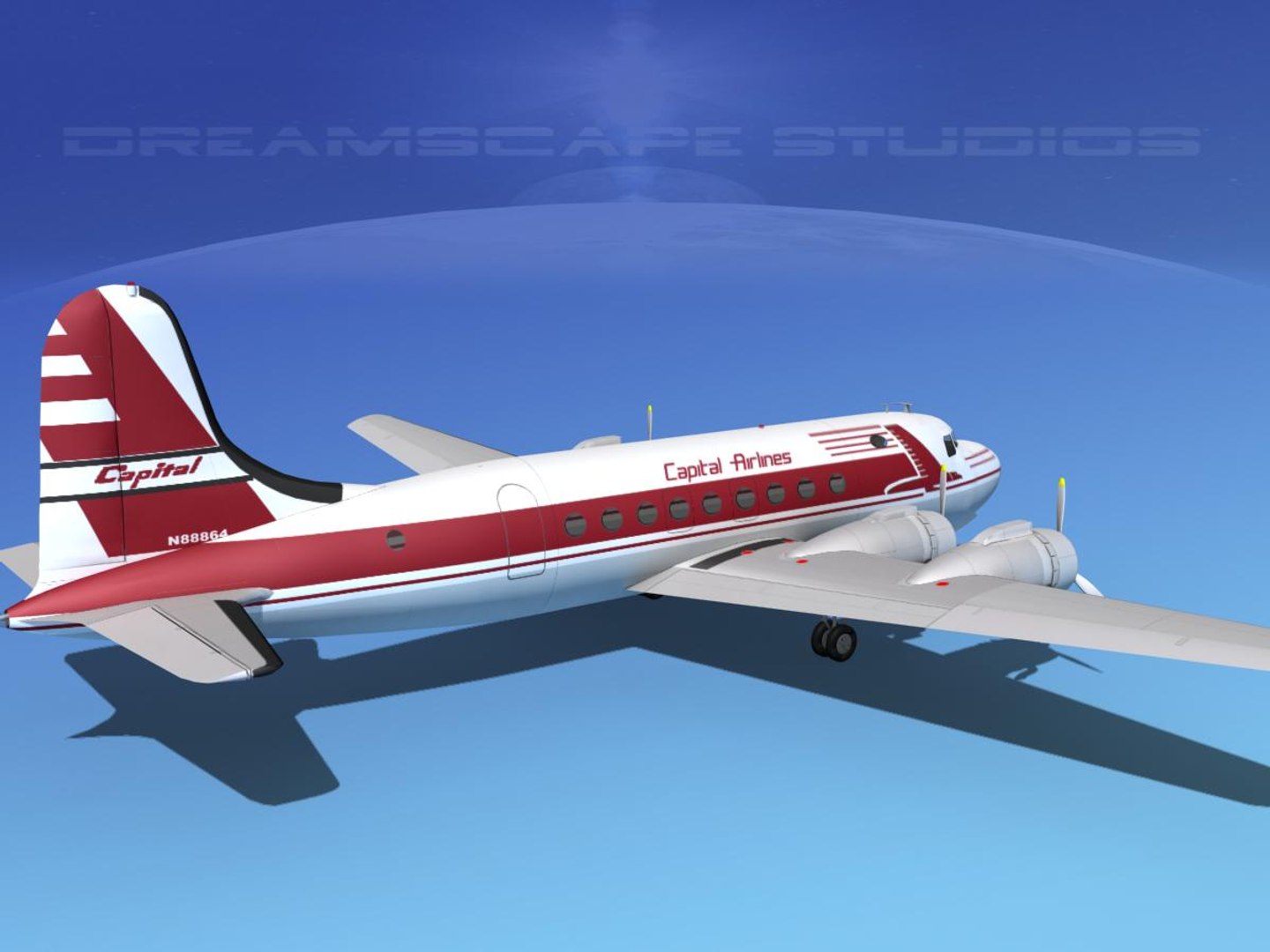 dc-4 airlines 3d model