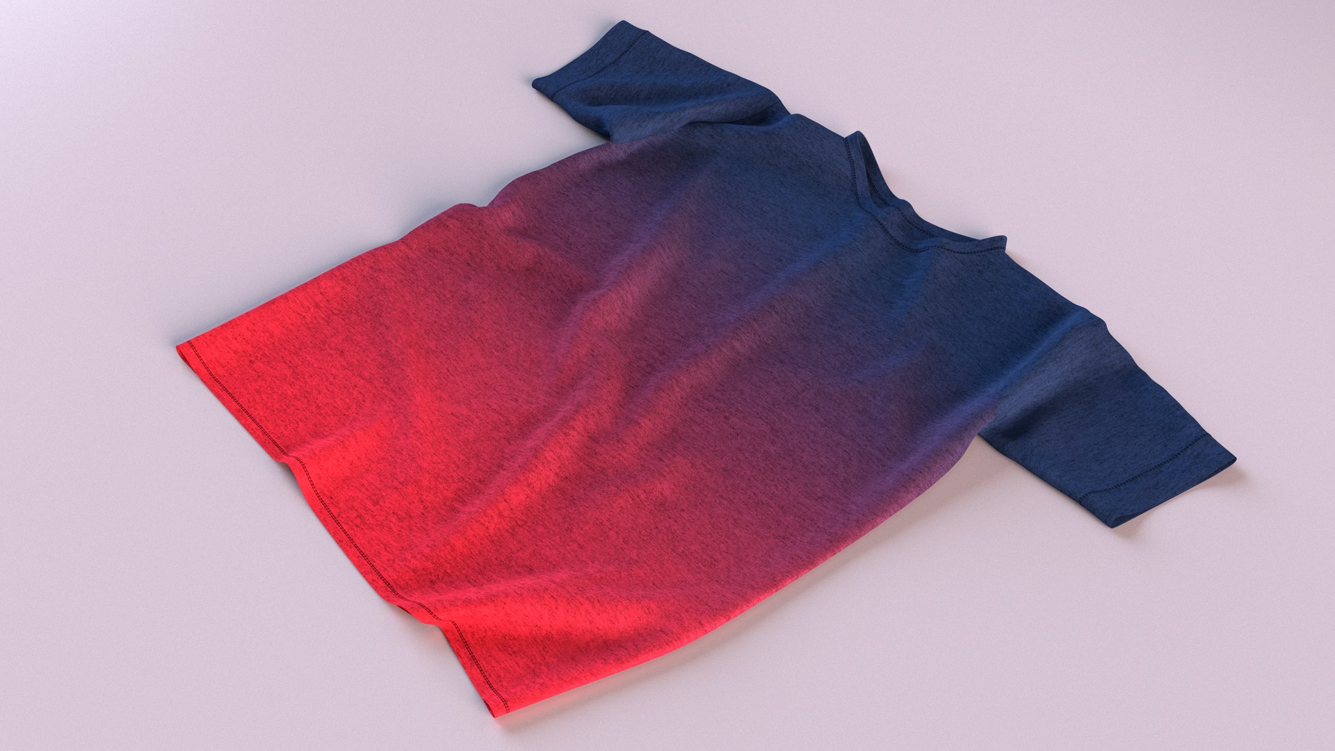 Red and Blue Gradient Stretch T Shirt Flat Lay model - TurboSquid 2142595