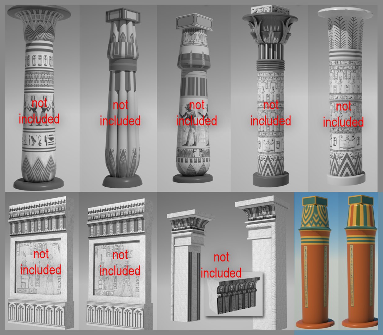 3d Model Egyptian Column Egypt