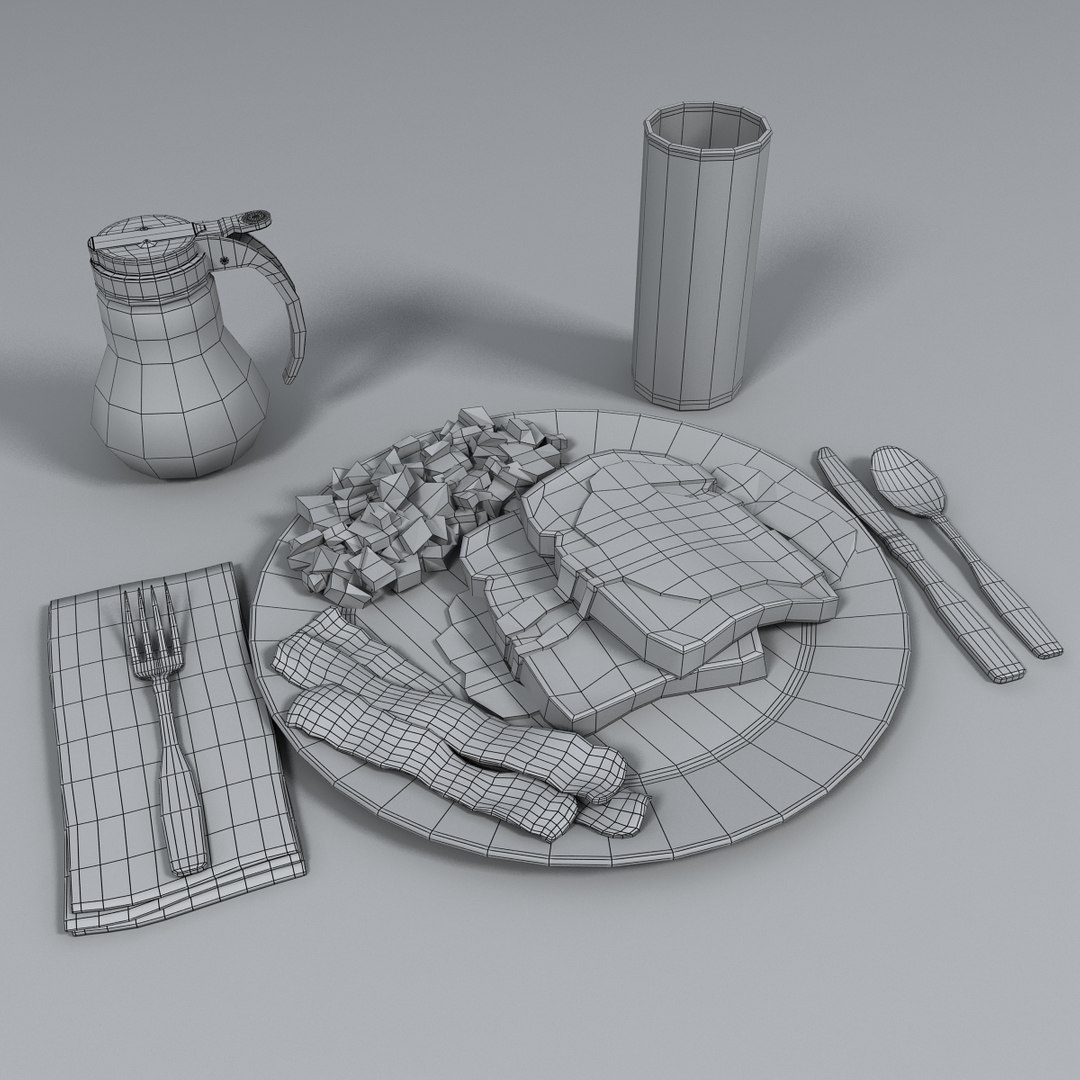 French Toast Breakfast 3d Model