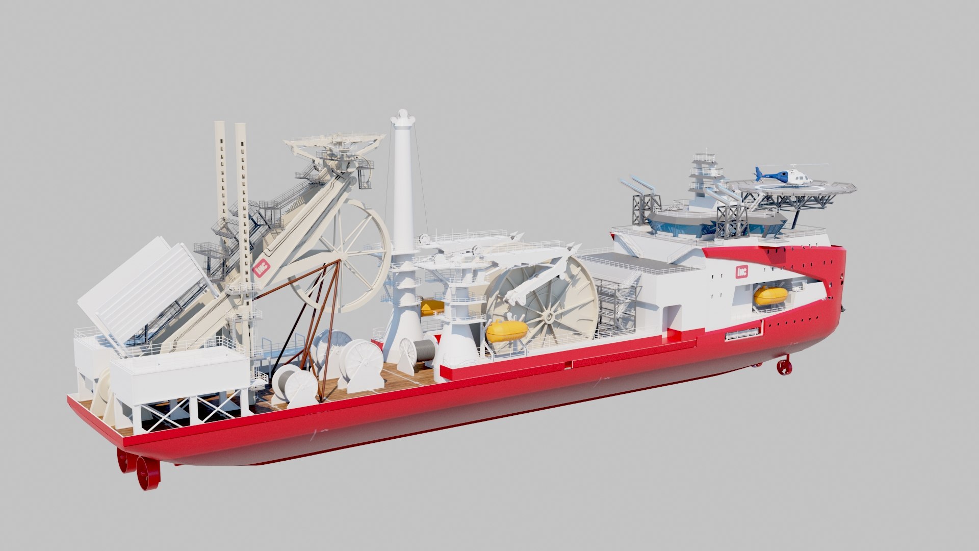 Subsea Reel Laying Vessel 3D Model - TurboSquid 1472972