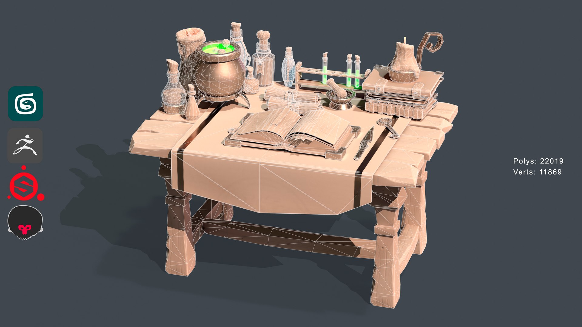 Stylized Alchemy Table Low Poly Game Ready PBR Model - TurboSquid 2011275
