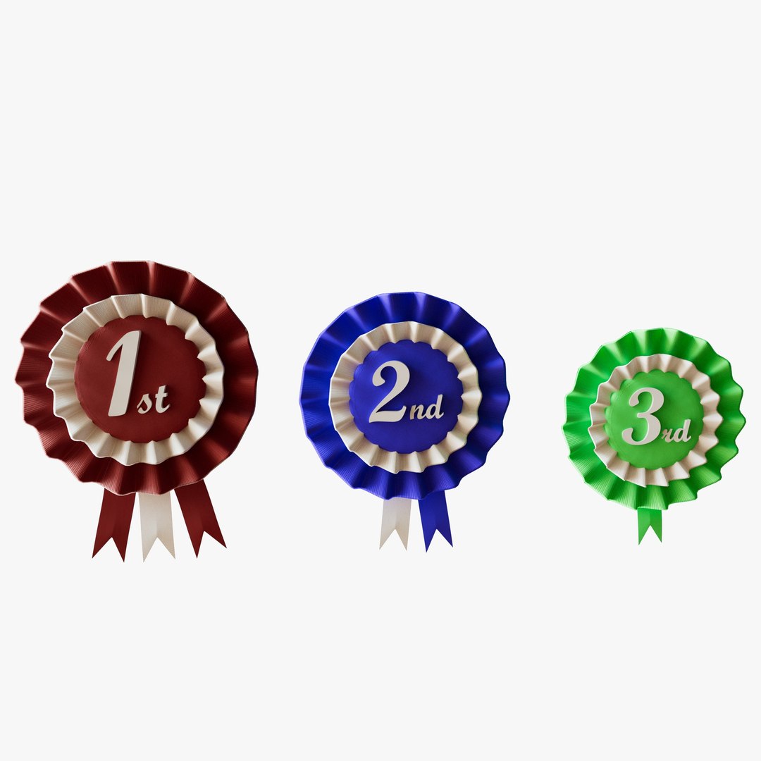 3D Model Rosette Ribbons - 1st 2nd 3rd - 3D Assets - TurboSquid 1839536