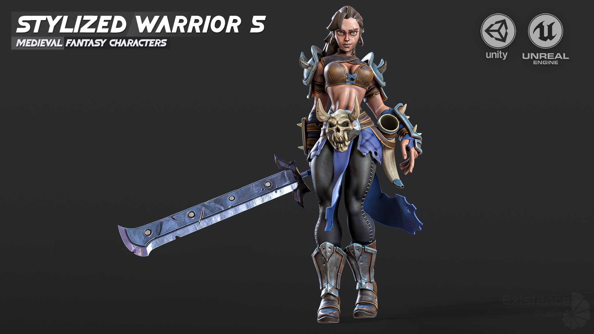 3D Stylized Warrior 05 - Female Hero Fantasy Characters - Medieval ...